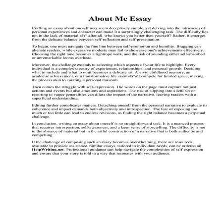 About Me Essay. 004 Essay About Myself Example Thatsnotus | PDF