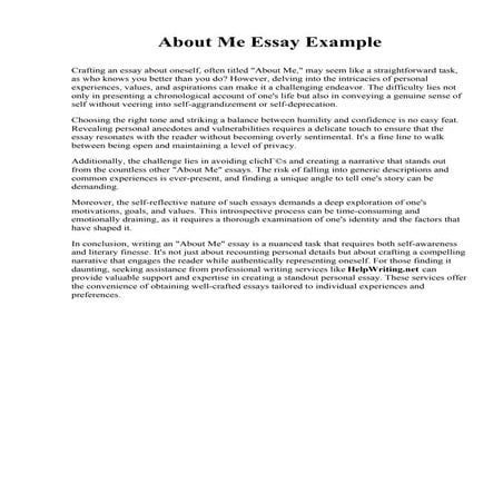 About Me Essay Example. Ashland Community and Technical College | PDF