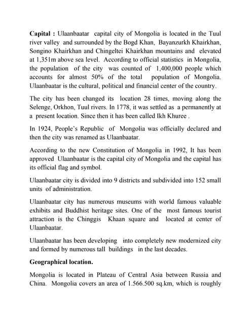 General introduction - Mongolia | PPTX