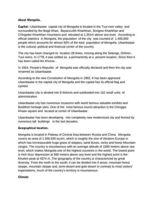 General introduction - Mongolia | PPTX