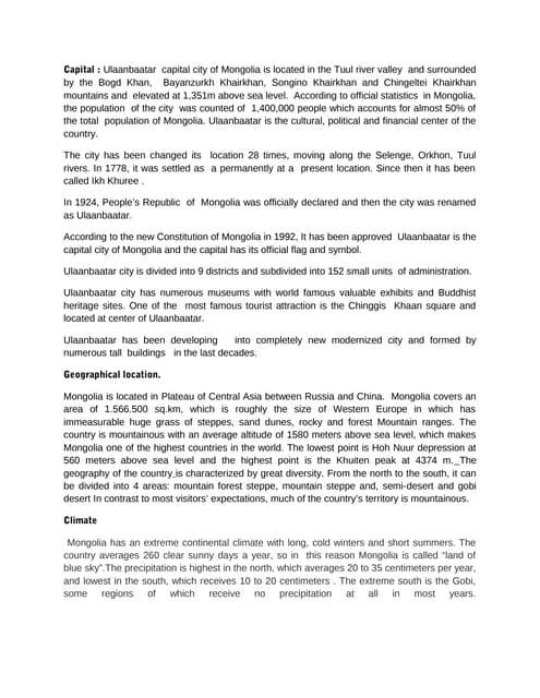 General introduction - Mongolia | PPTX