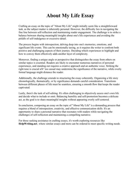 Essay On My Life | PDF