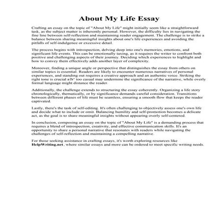 About My Life Essay. Essay on Life Life Essay for Students and Children ...