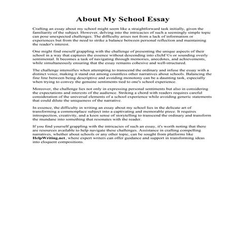 About My School Essay. Essay writing about my school Order Custom ...