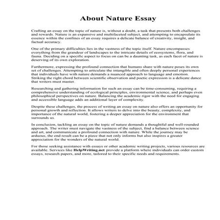 About Nature Essay. East Los Angeles College | PDF