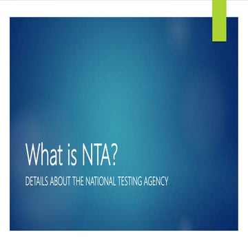 Details about the National testing Agency | PPTX