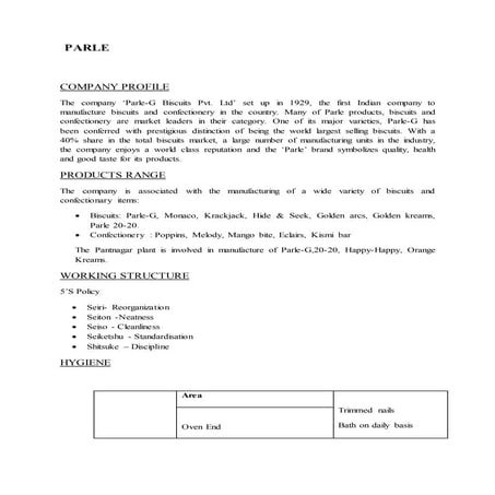 Parle G manufacturing | DOCX