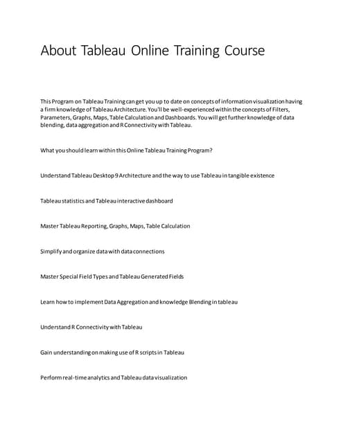 Tableau Training | PPTX