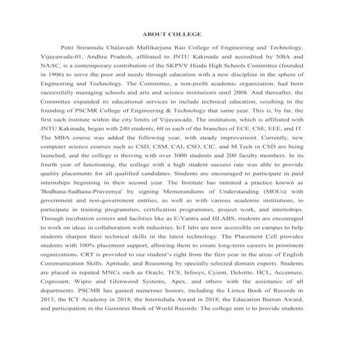 Presentation about the institution (About the College) | DOCX