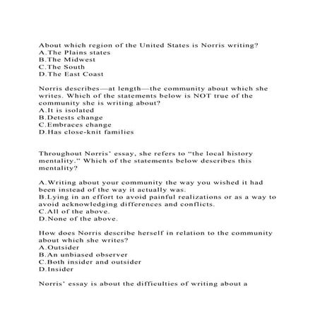 About which region of the United States is Norris writingA.The .docx