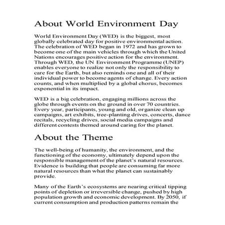 About world environment day | DOCX