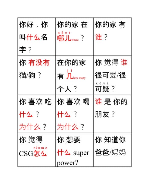Chinese III and IV Speaking and Writing Quizzes Rubrics | PDF