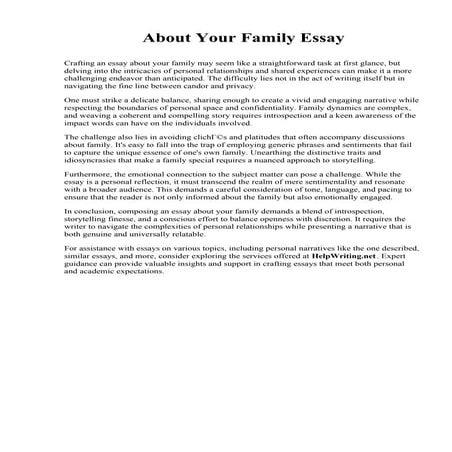 About Your Family Essay. Reinhardt University | PDF