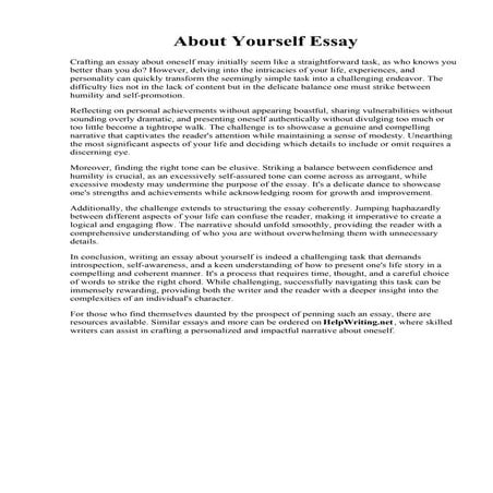 About Yourself Essay | PDF