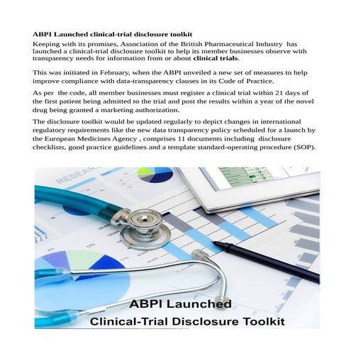 Abpi launched clinical trial disclosure toolkit | PDF