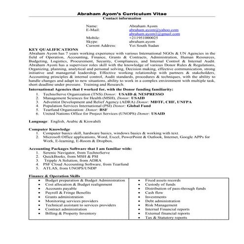 Abraham ayom cv august 2016 | PDF