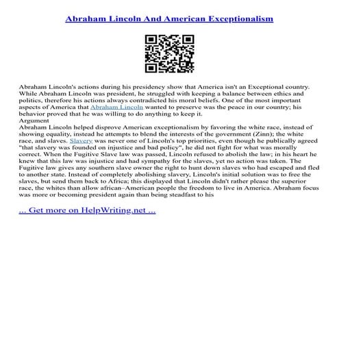 Abraham Lincoln And American Exceptionalism | PDF