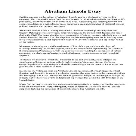 Abraham Lincoln Essay | PDF