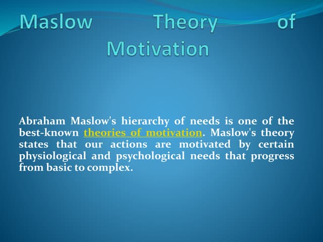 Maslow's hierarchy of needs | PPT