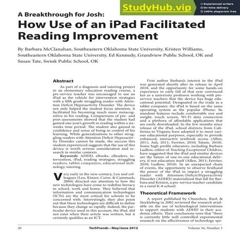 A Breakthrough For Josh How Use Of An IPad Facilitated Reading ...