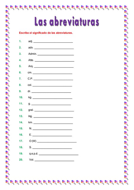 Ejercicios abreviaturas | PDF