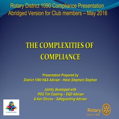 Abridged Compliance Seminar for 1090 club members May 2016 | PPT