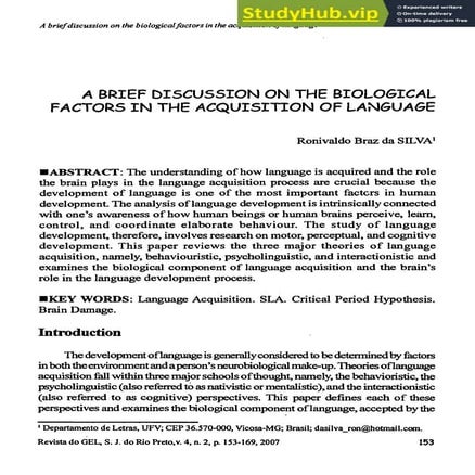 A BRIEF DISCUSSION ON THE BIOLOGICAL FACTORS IN THE ACQUISITION OF ...