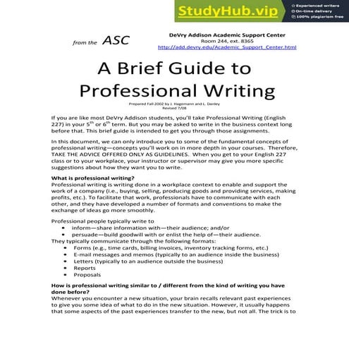 A Brief Guide To Professional Writing | PDF