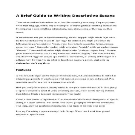A brief guide to writing descriptive essays | DOC