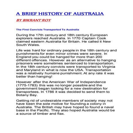 A brief history of australia | DOCX