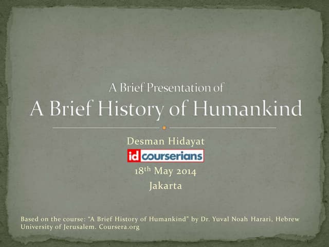 BOOK REVIEW OF : SAPIENS A BRIEF HISTORY OF HUMANKIND | PPTX