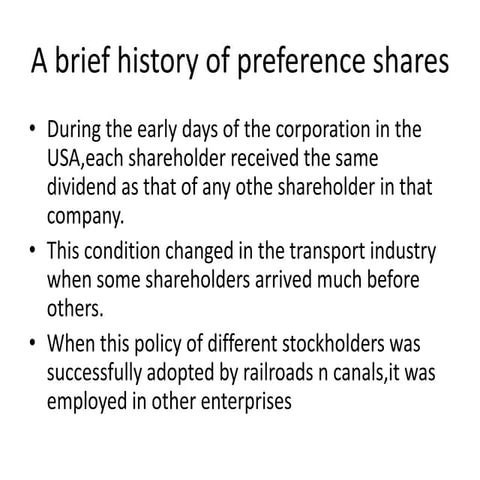 A brief history of preference shares | PPTX