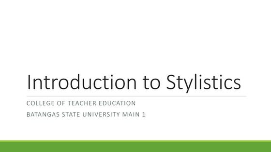 Stylistics | PPT