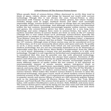 A brief history of the science fiction genre | DOCX