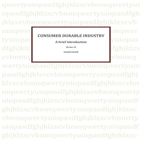 A brief introduction to the consumer durable industry | PDF | Consumer ...