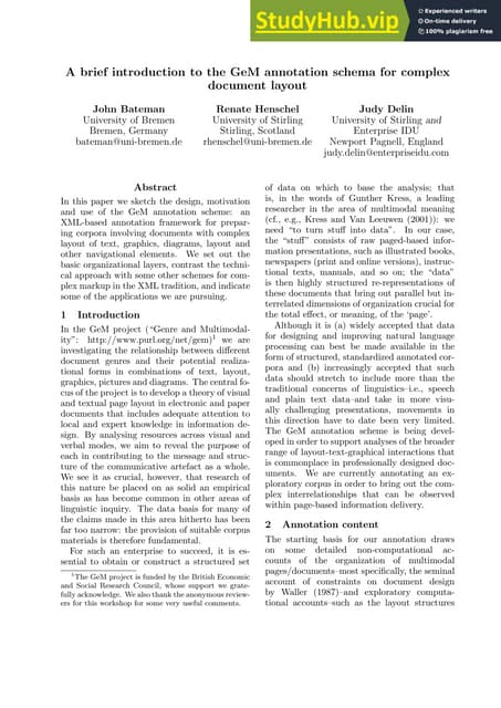 A Brief Introduction To The Gem Annotation Schema For Complex Document Layout Pdf