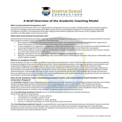A Brief Overview of the Academic Coaching Model | PDF | Professional ...