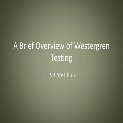 A Brief Overview of Westergren Testing | PPTX
