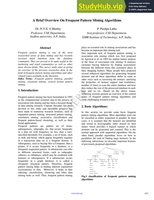 A Brief Overview On Frequent Pattern Mining Algorithms Pdf 7680