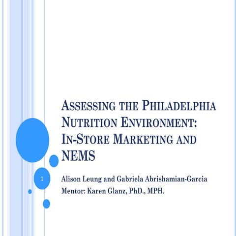 Nutrition Environment Assessment Methods | PDF