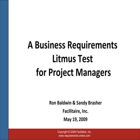 A Business Requirements Litmus Test for Project Managers | PPT