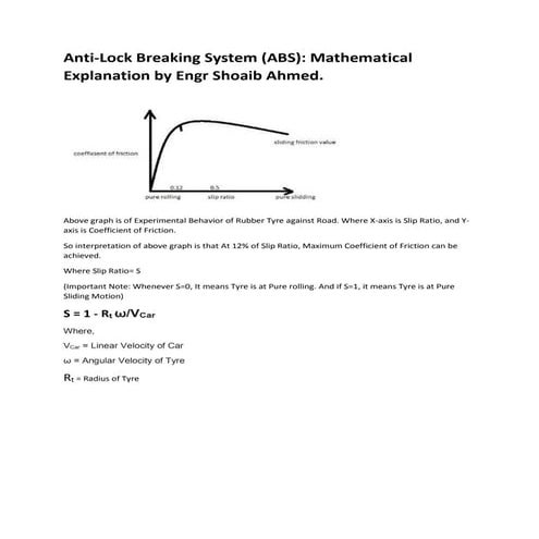 Mathematical Explanation of ABS Brakes | PDF