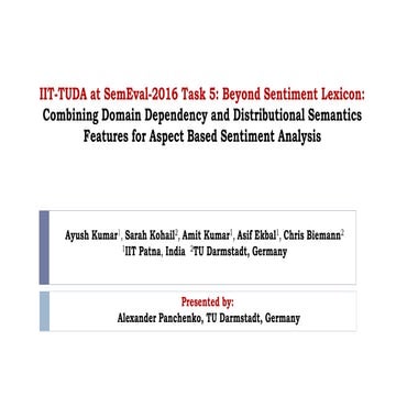 Iit Tuda At Semeval 2016 Task 5 Beyond Sentiment Lexicon Combining Domain Dependency And