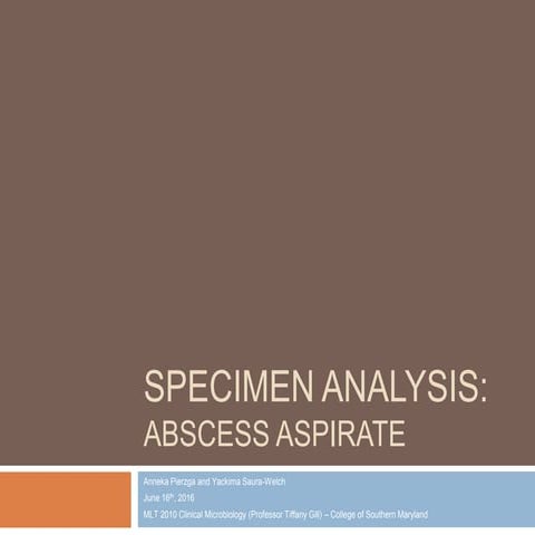 Abscess aspirate specimen analysis final | PPTX