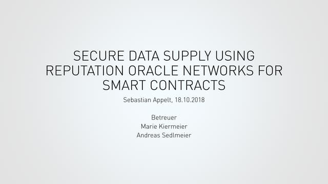 Master Thesis Reputation Systems For Distributed Oracle Networks Ppt