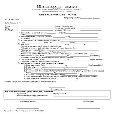 Absence request form | PDF