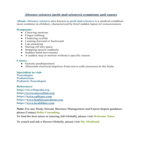 Absence seizures symptoms and causes | PDF