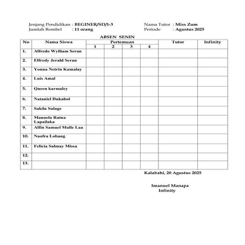 ABSEN RABU BAHASA INGGRIS KELAS 4 SAMPAI 5 | DOCX