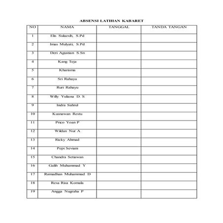 Absensi latihan kabaret | PDF
