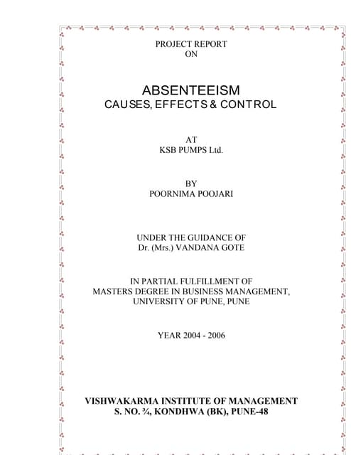 Employeee absneteeism m.farhan brm final project report | PDF